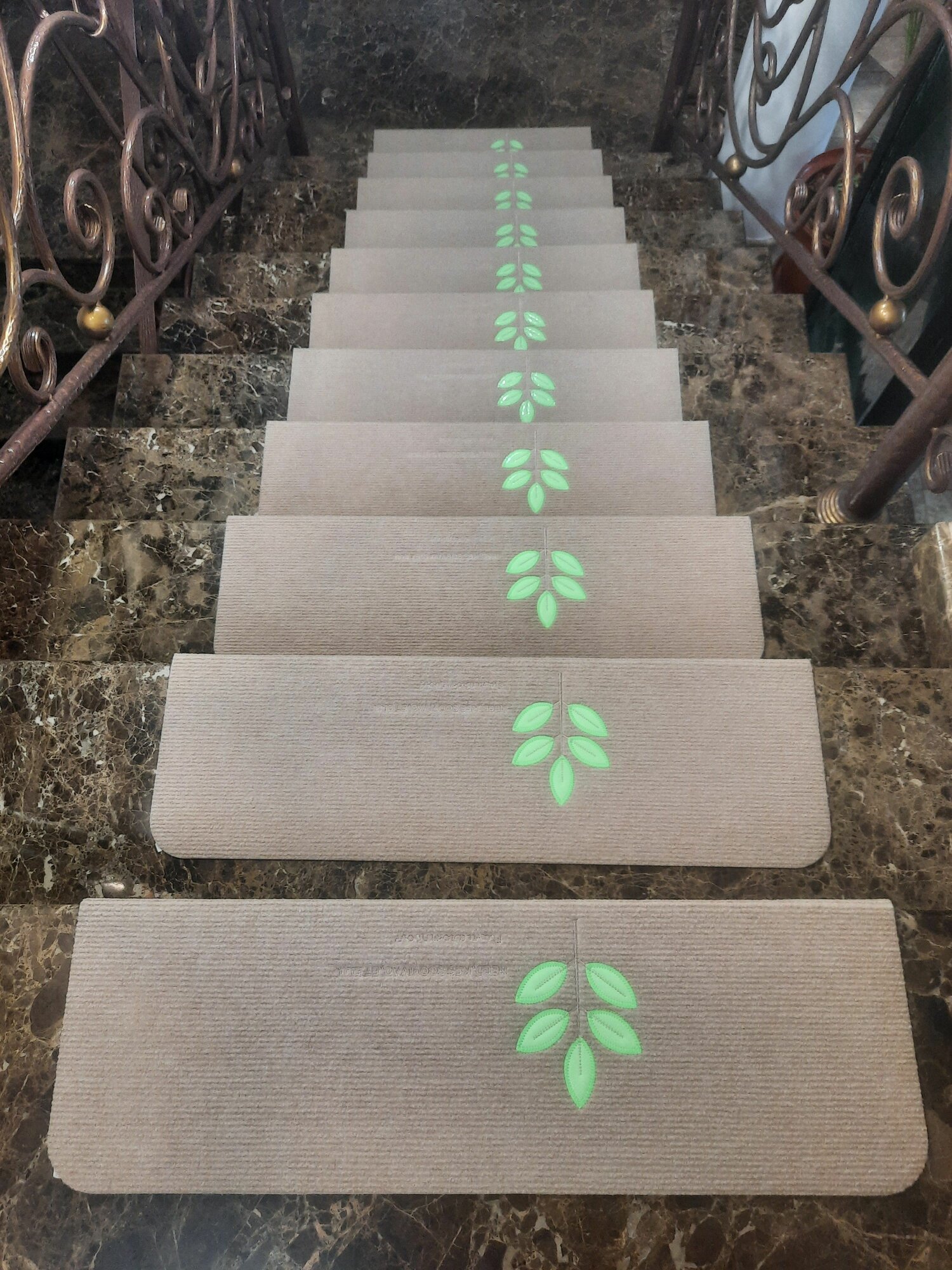 Коврики для лестницы КовроPROFF, на силиконовой основе, бежевые, с вышивкой, для лестницы, 70 x 22 см, 5 штук