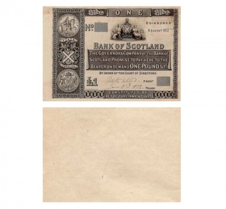 1 фунт 1872 Шотландия, сувенирная копия, банкноты и купюры редкие коллекционные