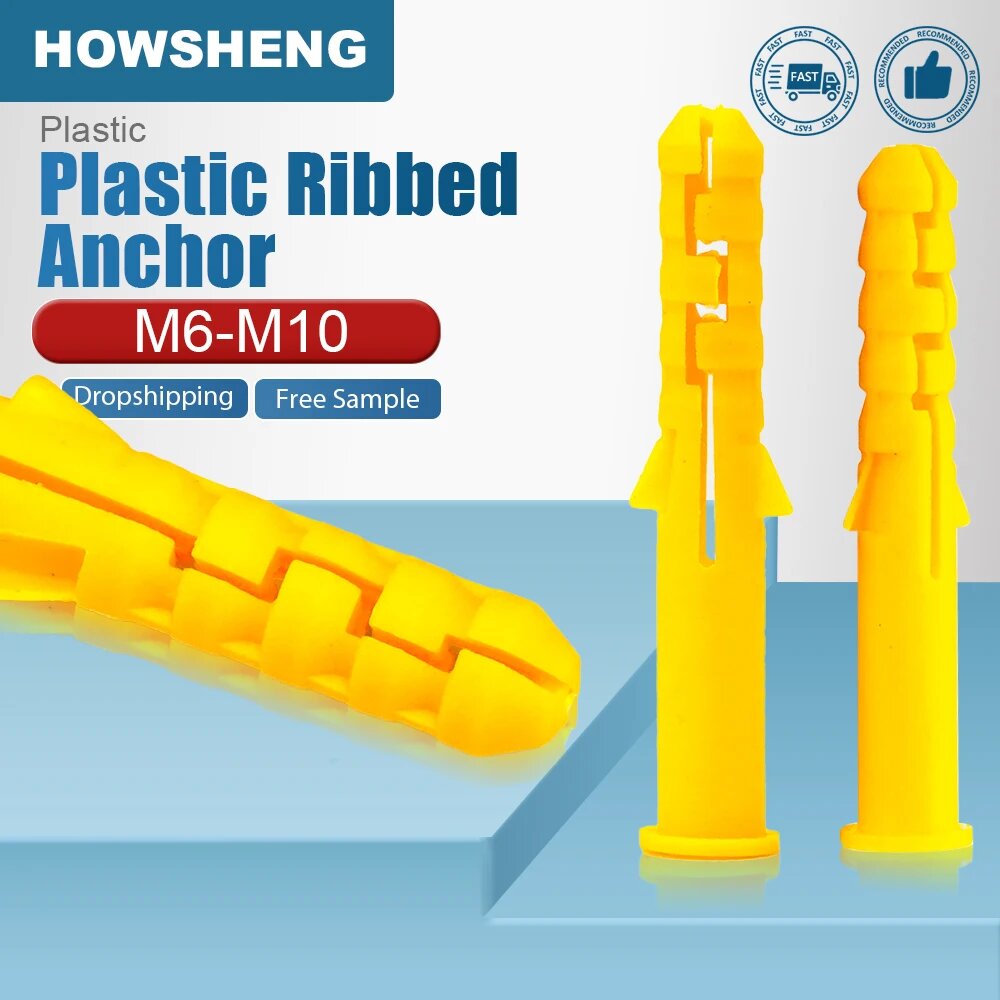 Пластиковые анкера HOWSHENG M6 M8 M10 M6 100pcs, 80 мм