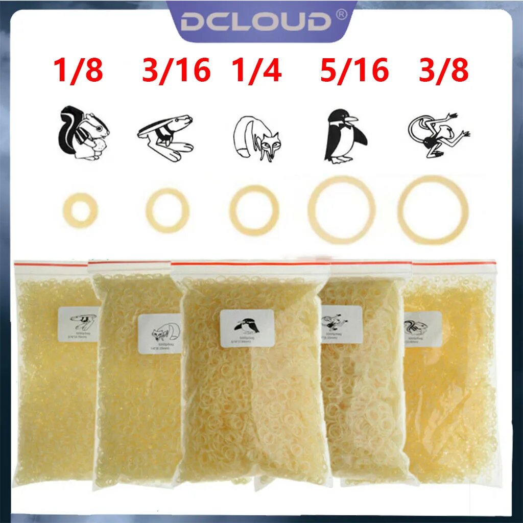 DCLOUD Ортодонтические резинки латексные 5000 шт, 3,5 унции 3.5OZ Fox