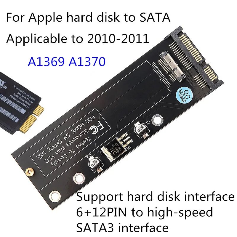 12 + 6-контактный сменный адаптер SSD HDD на жесткий диск SATA для Apple 2010 2011 Macbook Air A1369 A1370 SUB Распродажа