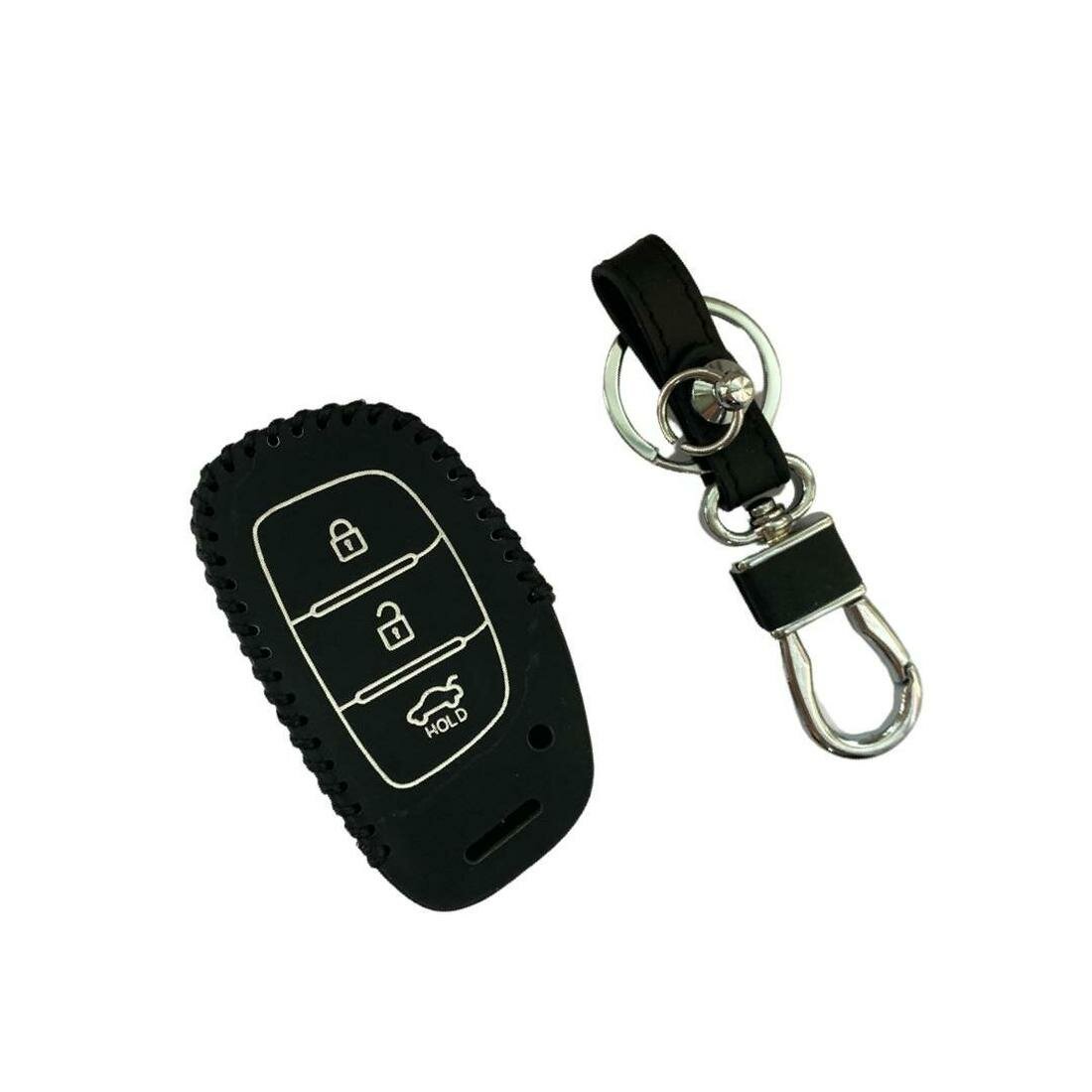 Чехол BGT для автомобильного ключа Hyundai Creta (Хендай Крета), кожа, влагозащитный, ударопрочный, черный
