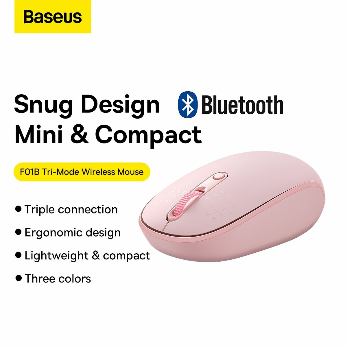 Беспроводная мышь Baseus F01B TRI-MODE Bluetooth (B01055503413-00) розовый