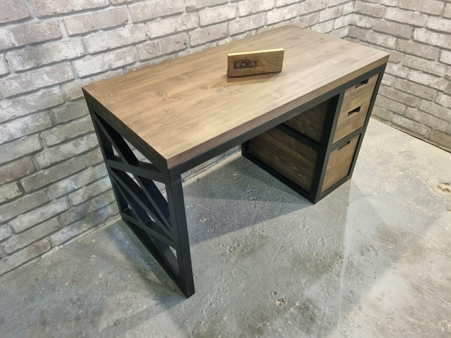 Стол EasyLOFT в стиле лофт, письменный "Compakt", 60x60x75 см, цвет бежевый