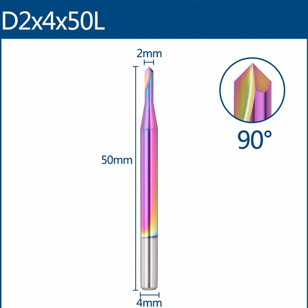 Фреза фасочная двухзаходная XCAN, 4х2х50мм, 90 градусов