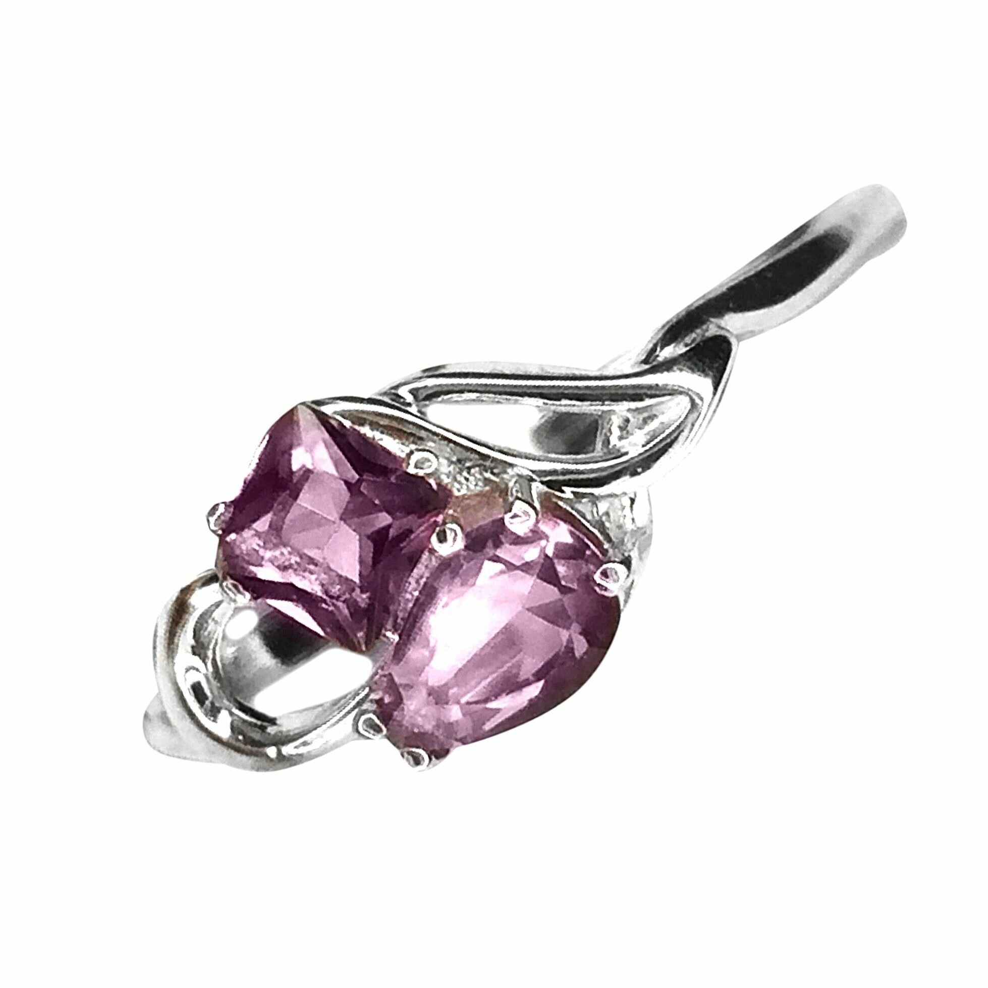 Кольцо тонкое, серебро, 925 проба, родирование, кварц, фианит