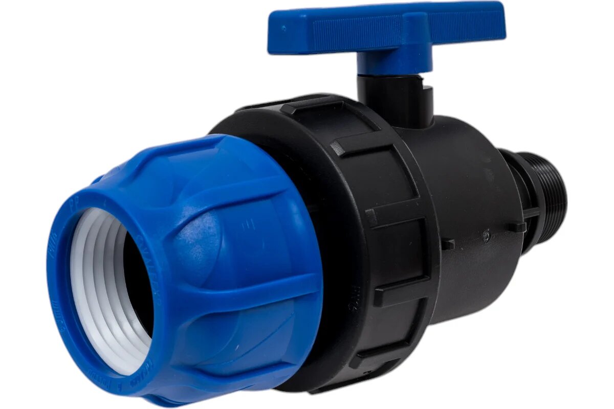 VALFEX шаровый кран ПНД компрессионный цанга наружная резьба разборный 63x1 1/2