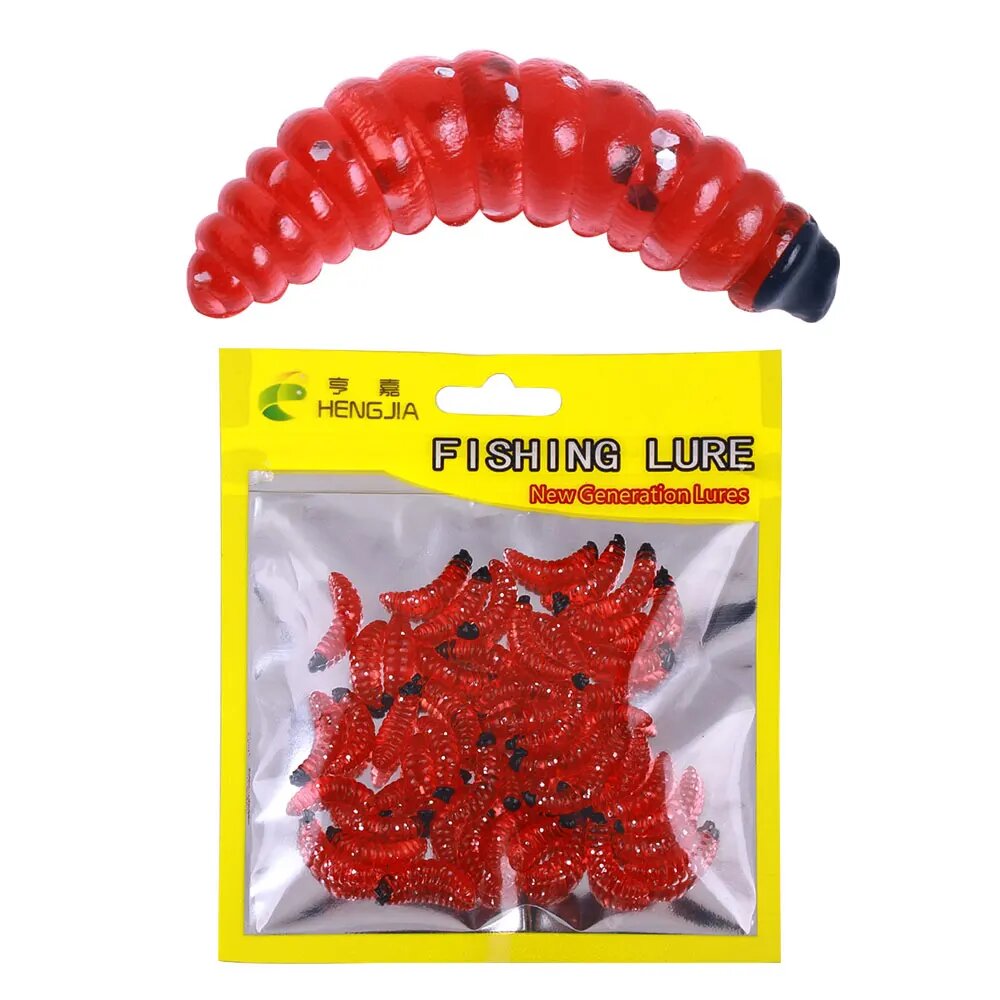 HENGJIA Maggot Grub мягкие приманки 2 см Красный, Античный латунь