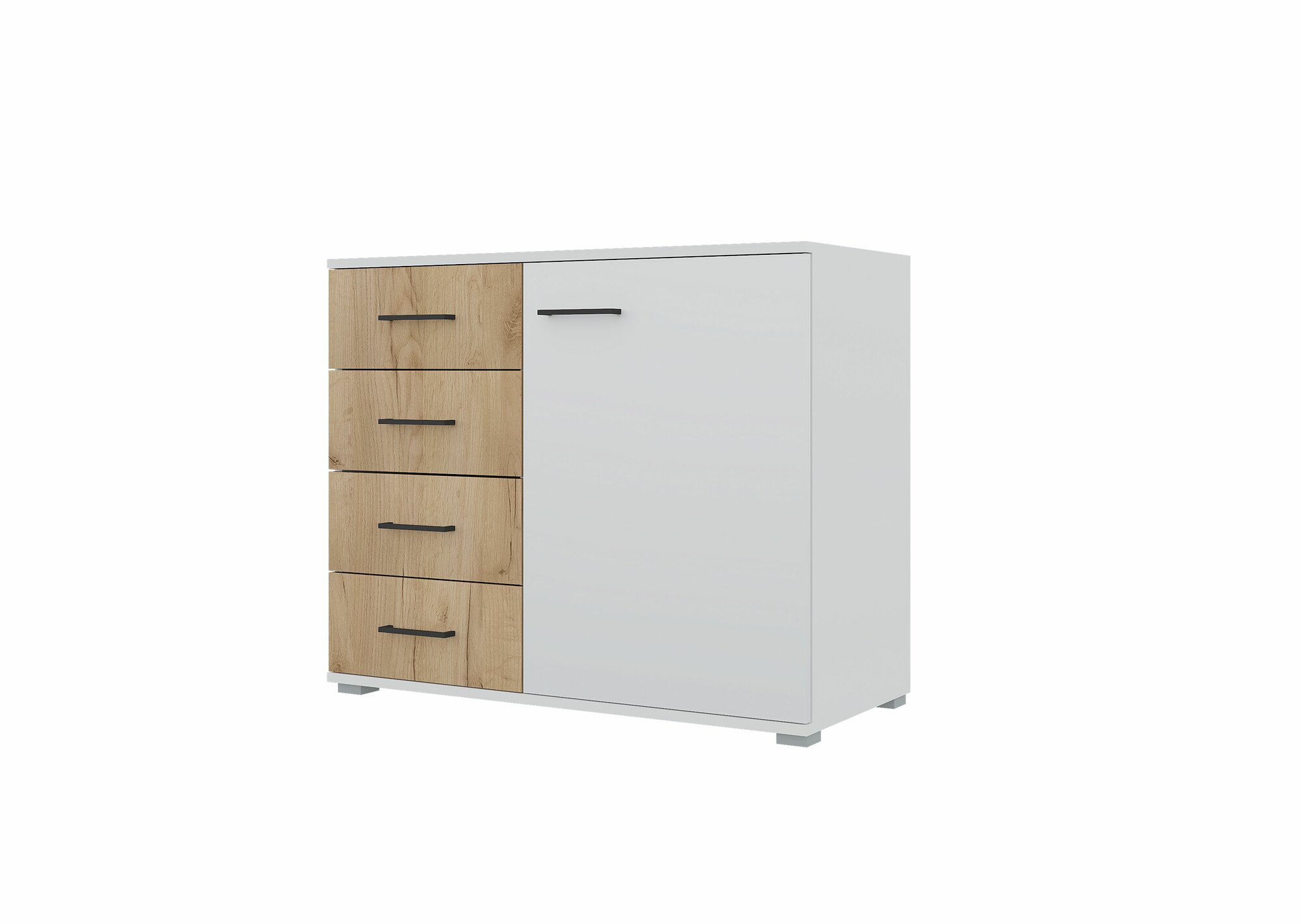 Комод NOVA цвет Белый и Дуб Золотой ширина 90 см с ящиками и полкой для спальни для гостиной