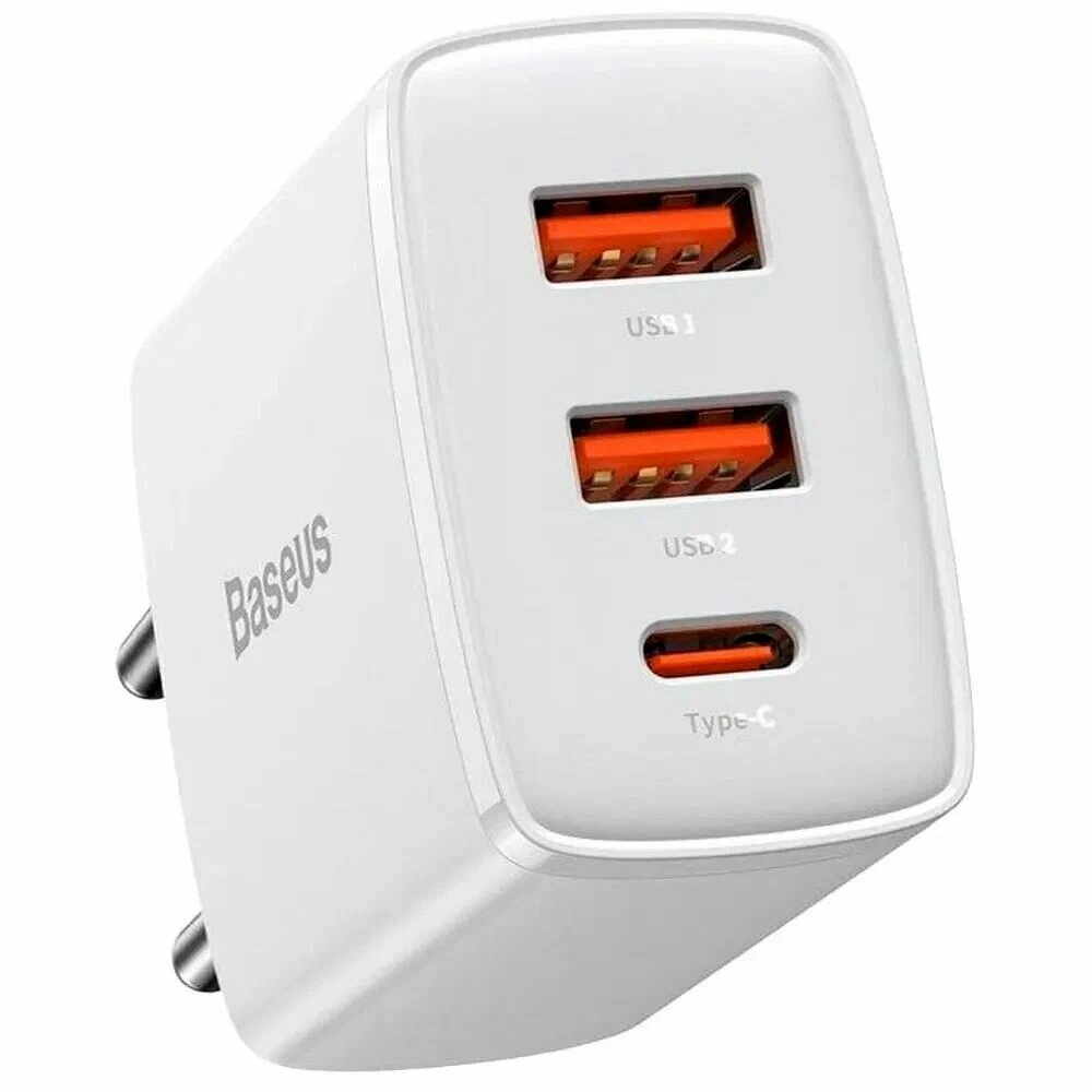 Зарядное устройство Baseus Compact (2x)U + Type-C 30W Quick Charging Charger белое
