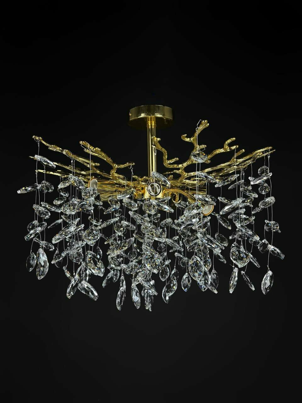 Люстра потолочная на штанге Lanbos, 8 ламп Е14, до 15 кв м, золото