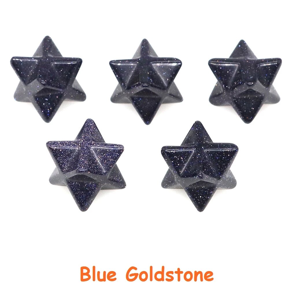 Кристаллы Меркаба Звезды Рейки, набор из 1 штуки Темно-синий, 40 PCS, Blue Goldstone