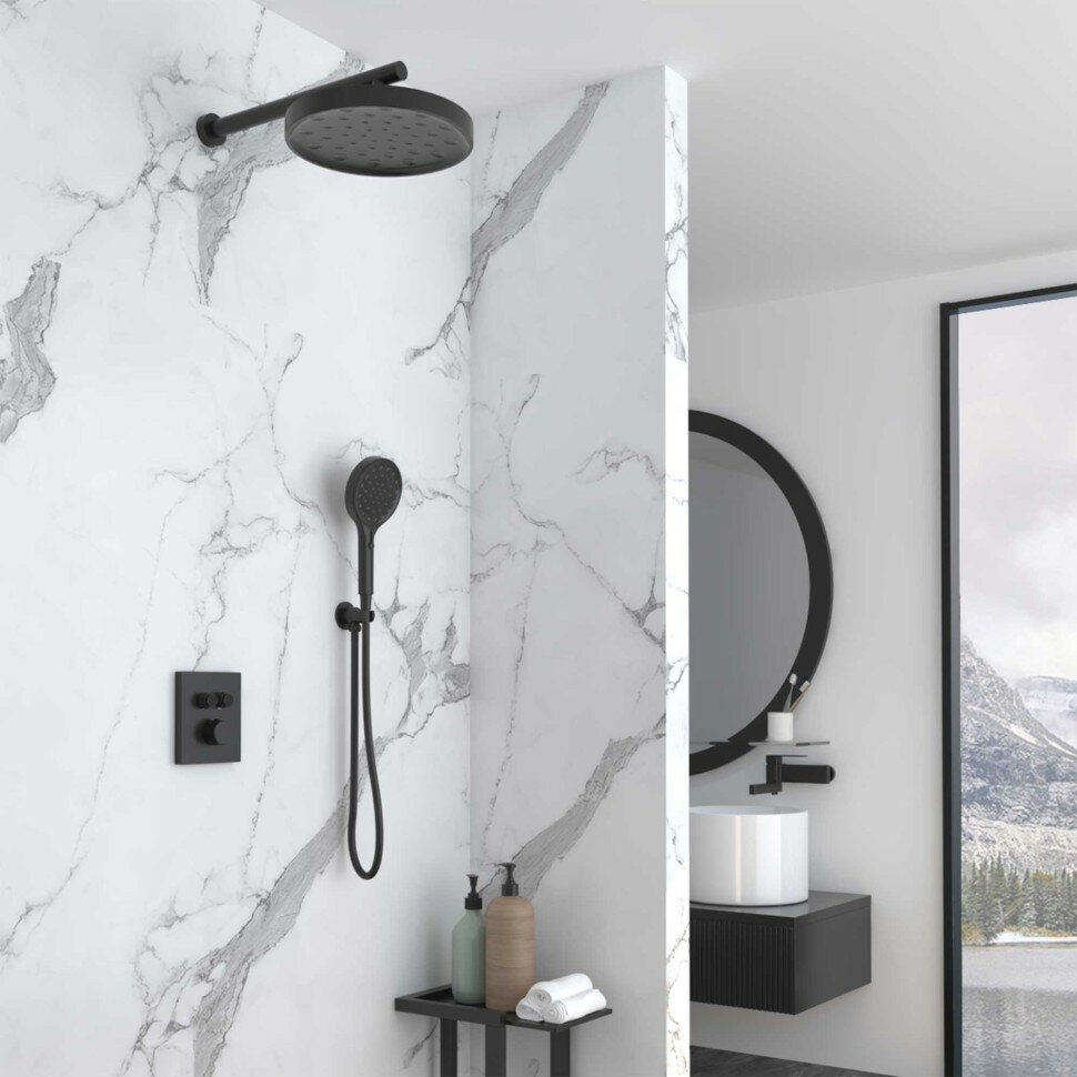 Душевой комплект Инспаер (Inspire) VSFW-3I21MT2MB встраиваемый, термостатический, двухрежимный, черный