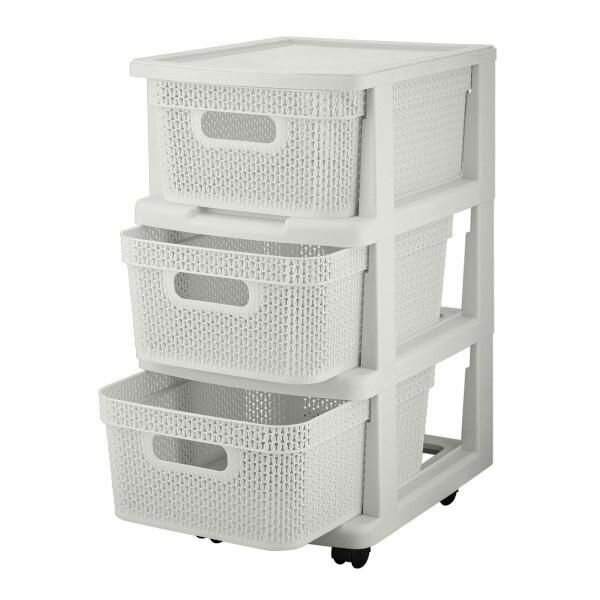 Комод Пластик Репаблик "Keeplex", Ajur, с корзинами, на колесиках, трехсекционный, компакт, 37х30х52 см, цвет Белое облако
