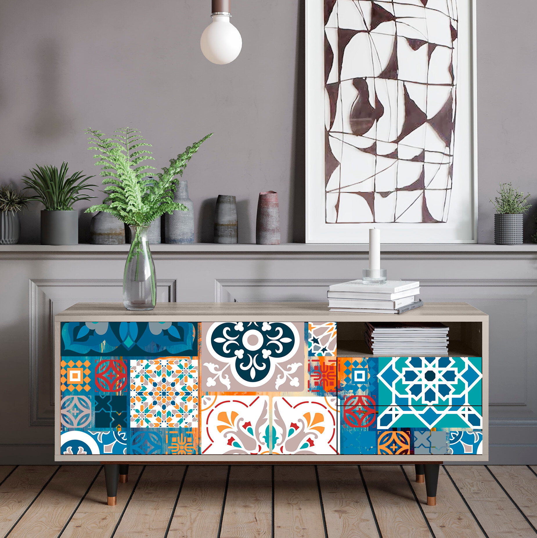 ТВ-Тумба - STORYZ - T7 Moroccan Market, Размер - 125 x 56 x 41 см, Цвет корпуса - , Сатин