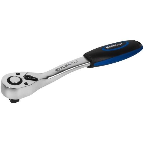 Трещоточная Кобальт рукоятка 1/2" 250 мм, изогнутая рукоятка, 72 зуба флажковый переключат (244-100)