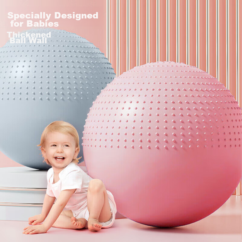 Duweike Yoga Ball, Pilates Fitness Massage Ball, Elastic Swiss Ball, Thickened Balance Core Training, Cherry Blossom Pink, 75cm