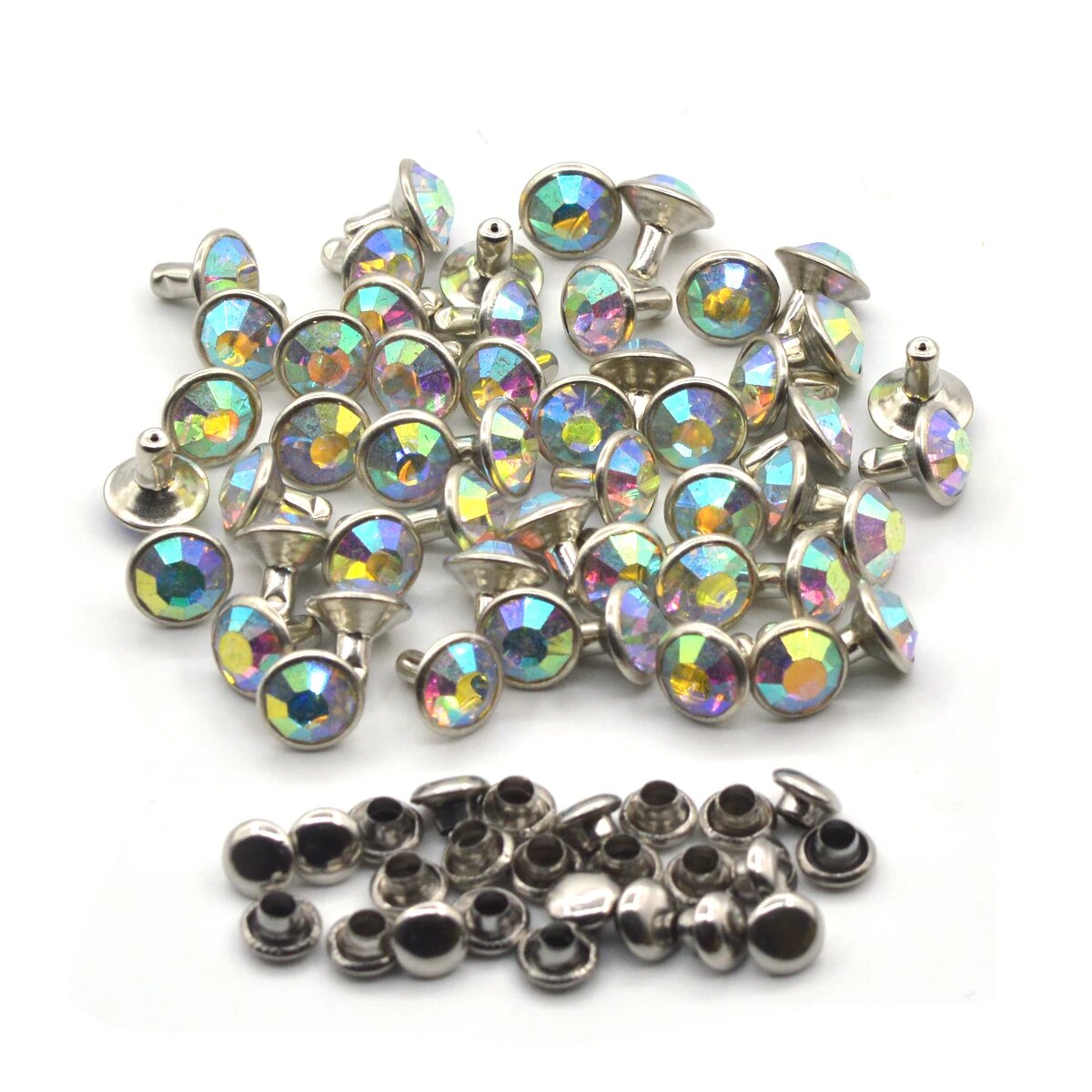 Стразы для рукоделия 6mm Color AB, 100 шт