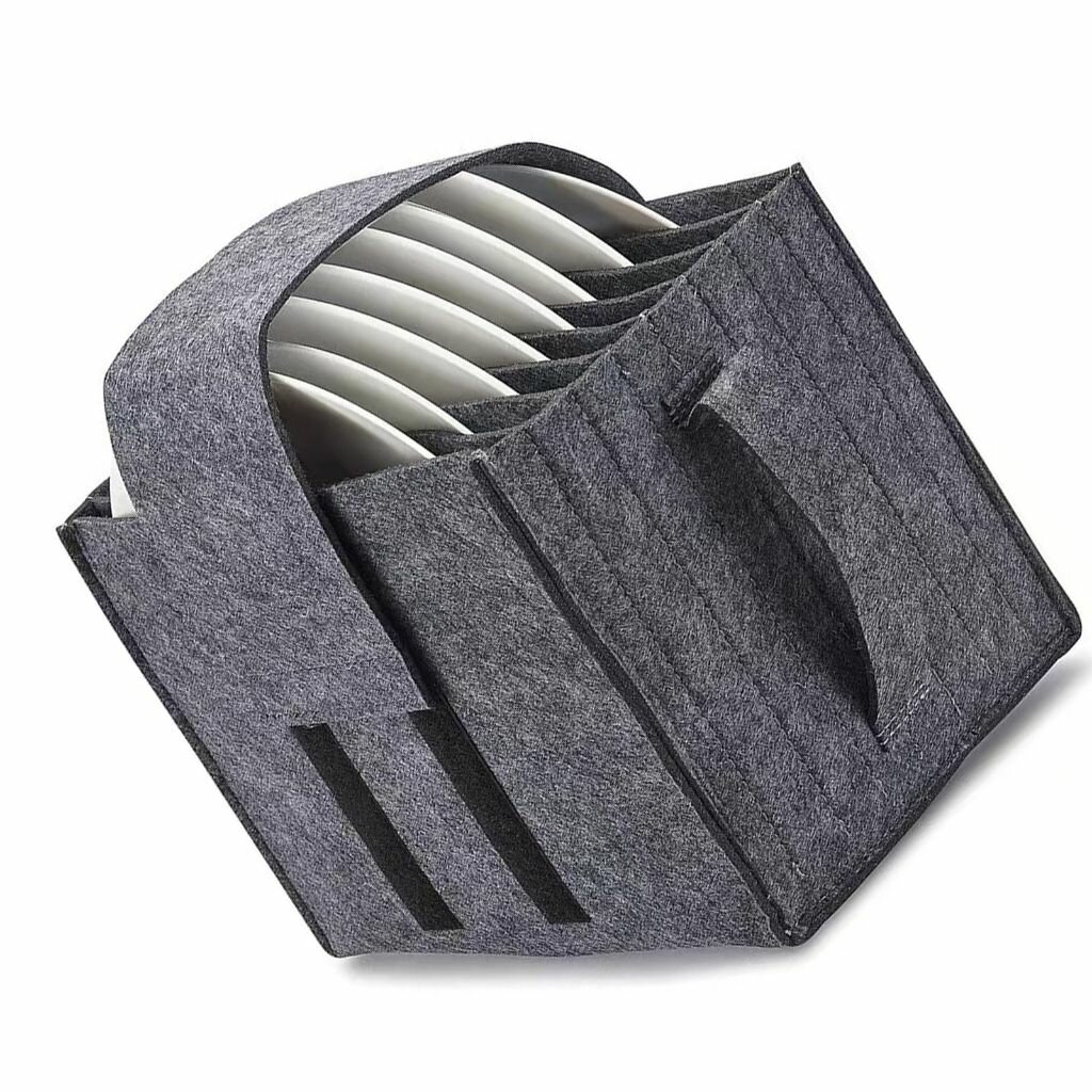 Ящик для хранения, Сумка для хранения войлочных тарелок - средне-серая - для тарелок, одна