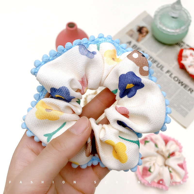 Кольцо для волос "Милый домашний медведь", с цветочным бантом, синее