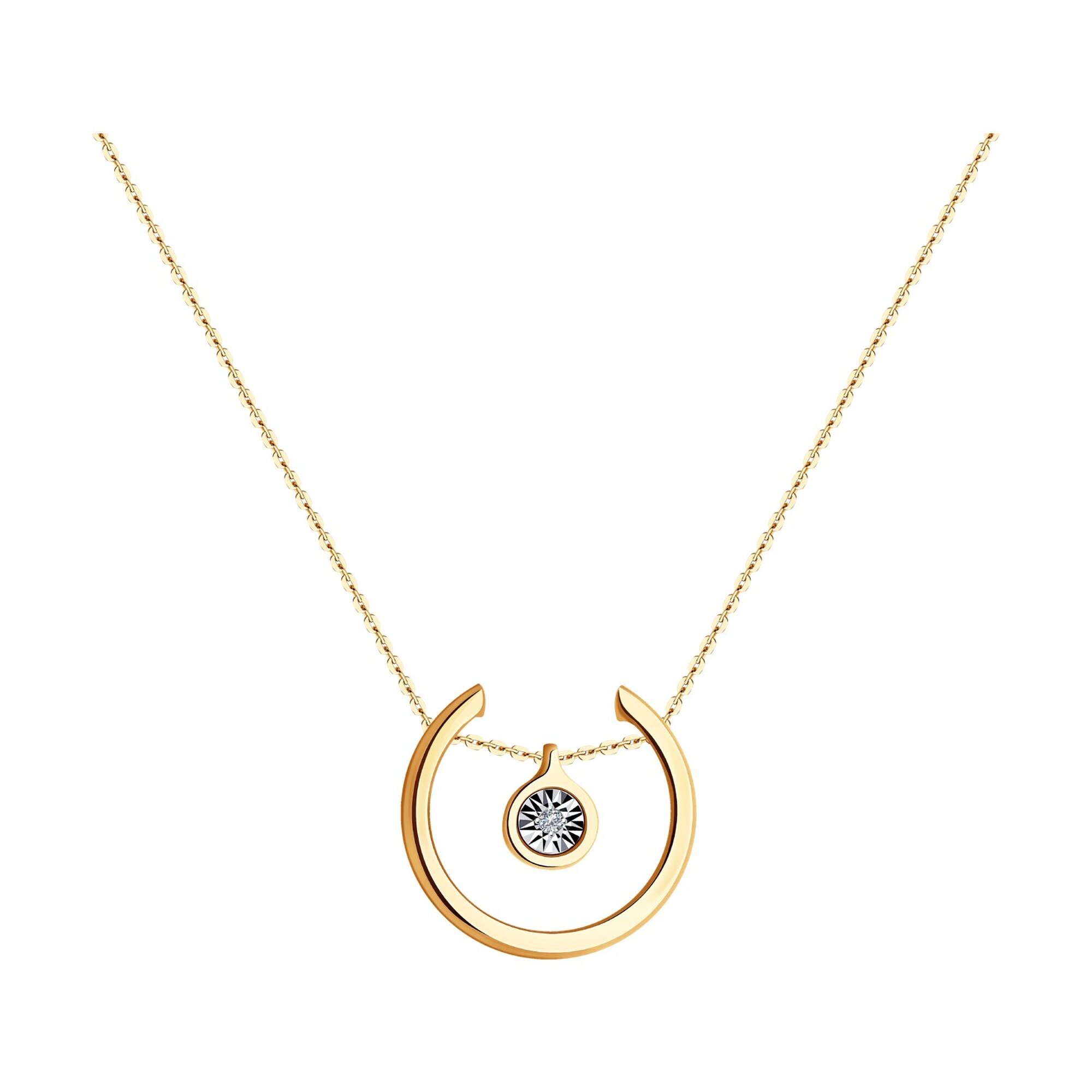 Колье, красное золото, 585 проба, бриллиант