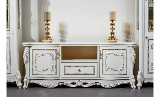 ТВ тумба Арида "Джоконда", крем, ЛДСП, МДФ, 1 ящик, с полками