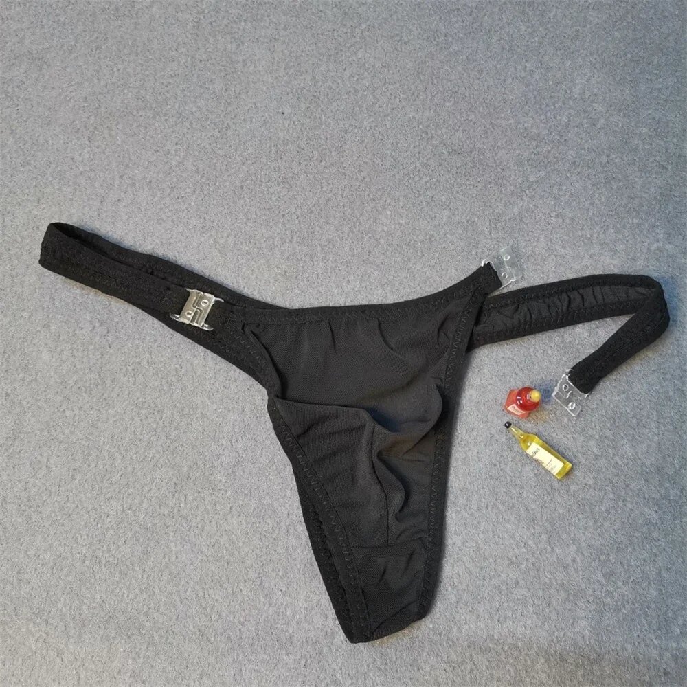 Мужские нейлоновые стринги Черный, L, Black