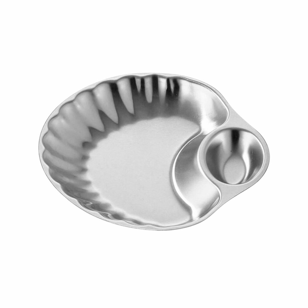 Посуда, Креативная металлическая закусочная тарелка из нержавеющей стали - серебристая - форма раковины E