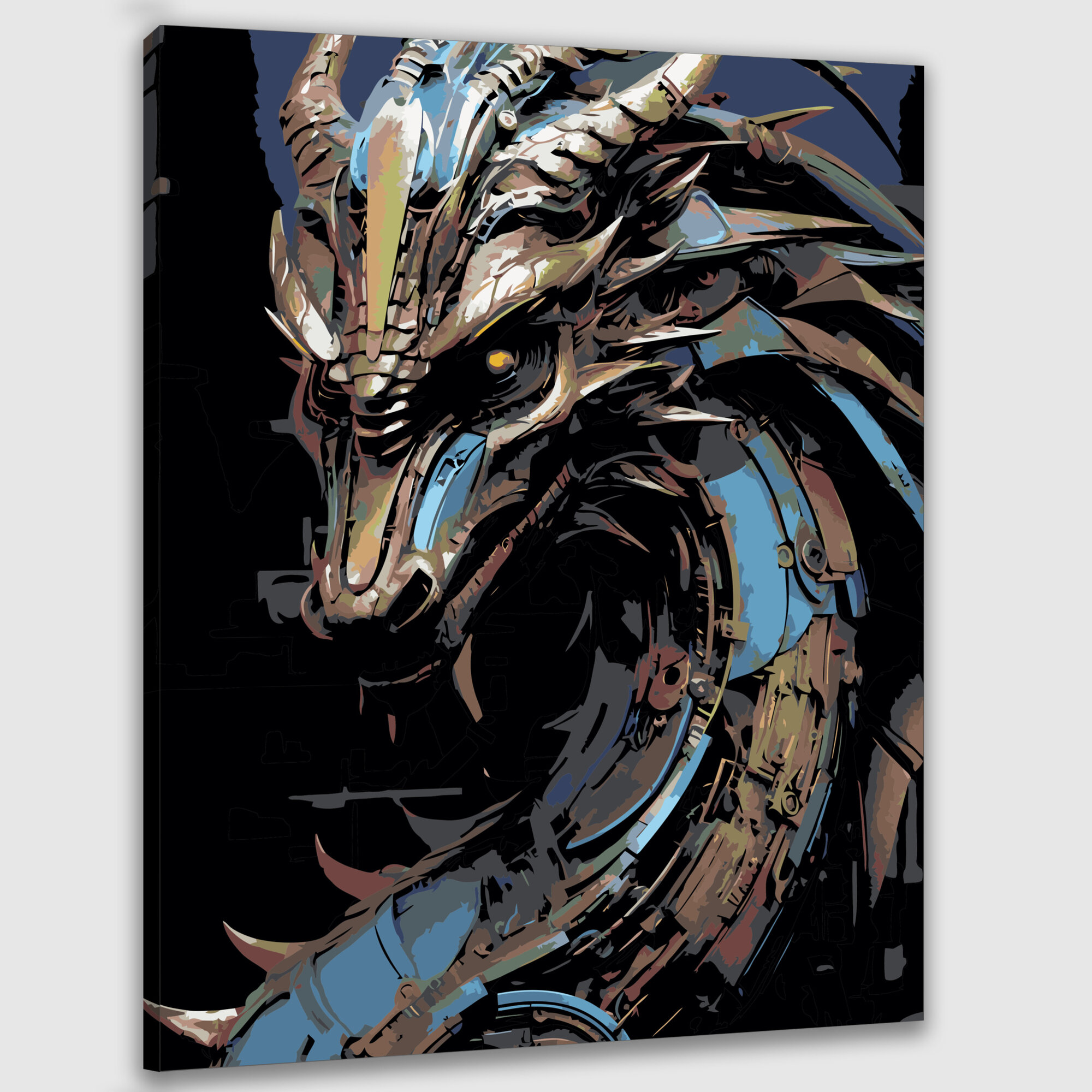 Картина по номерам 40x50 см, картина, произведение искусства, смешанная техника, изображение, живой деревянный дракон