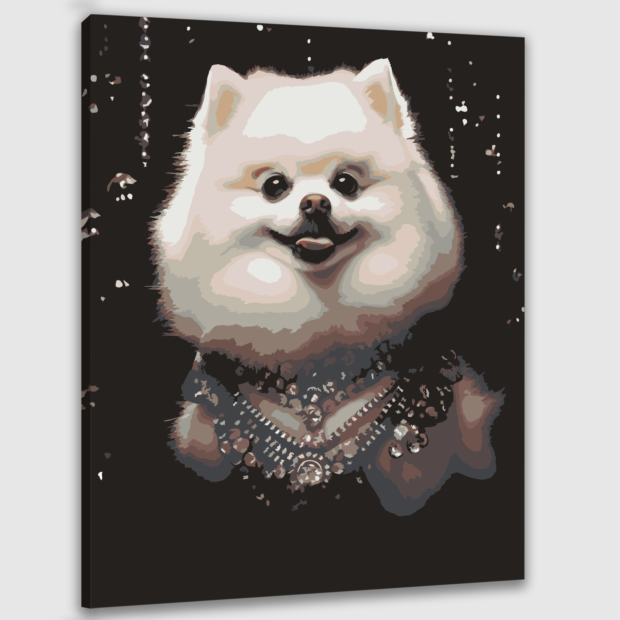 Картина по номерам 40x50 см, собака, шпиц, фотография, стильная, гламурная, обстановка, дизайнерский ошейник