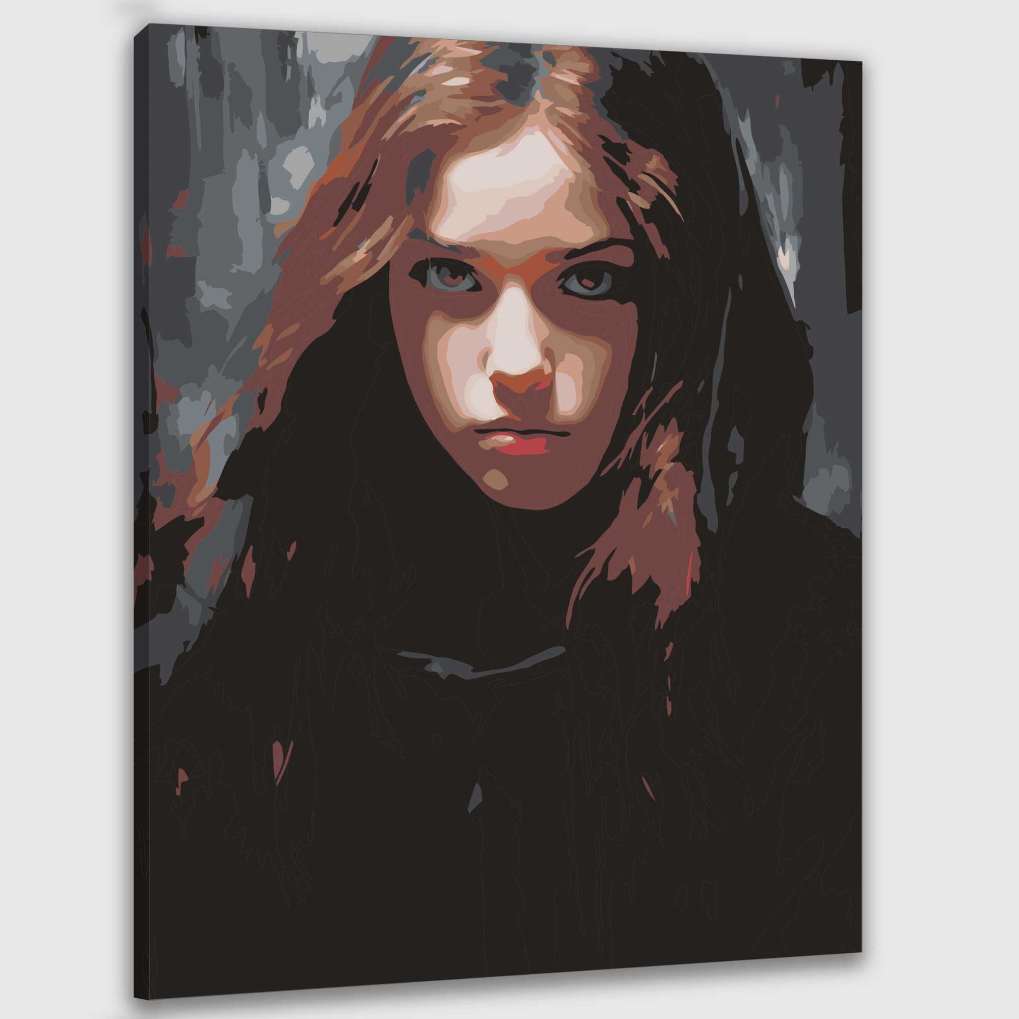 Картина по номерам 40x50 см, картина маслом, девушка, таинственная аура, лицо в тени, интригующий вид, насыщенные тона