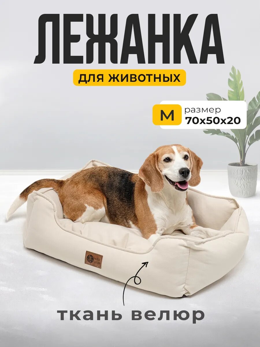 Лежанка для Кошек и Собак Большая с Бортиками и Подушкой