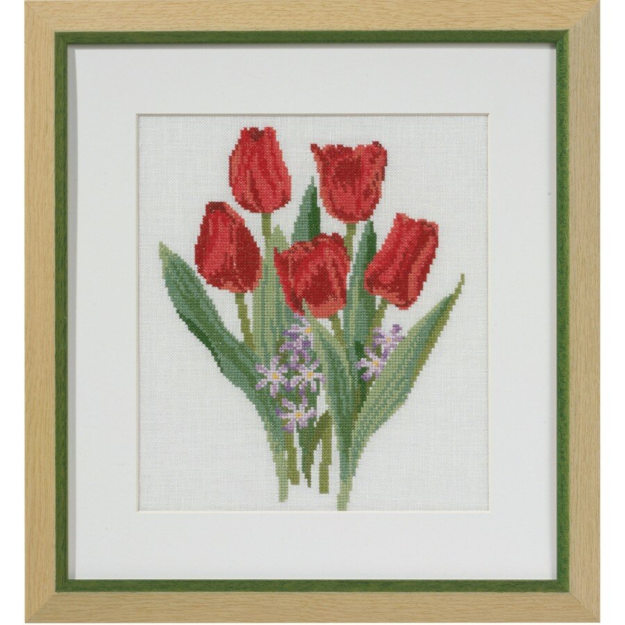 Набор для вышивания Красные тюльпаны 33 х 36 см PERMIN 70-2301