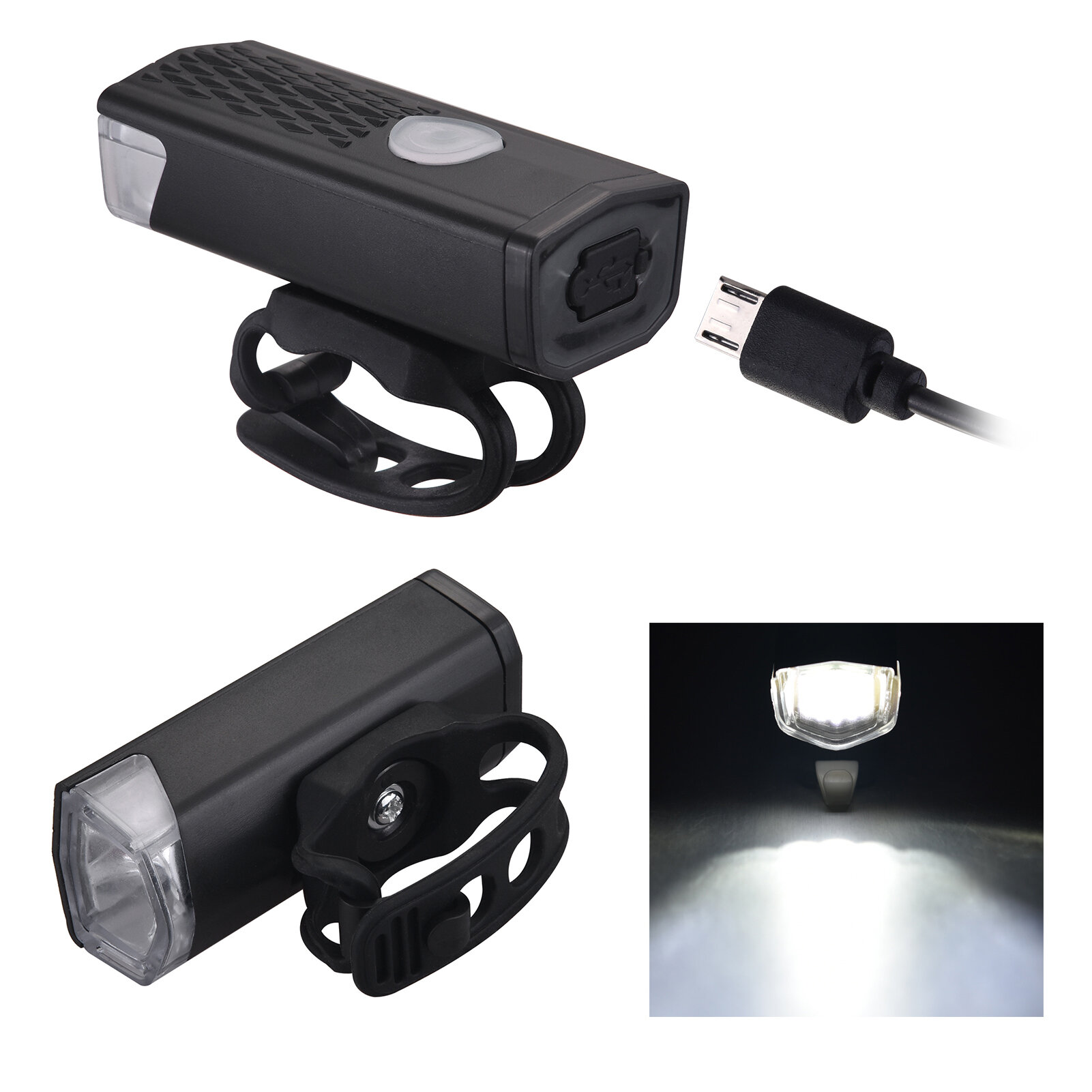 Комплект велосипедных фонарей USB-перезаряжаемая велосипедная фара и задний фонарь Водонепроницаемая велосипедная передняя фара и задний фонарь Двойной передний и задний яркий свет