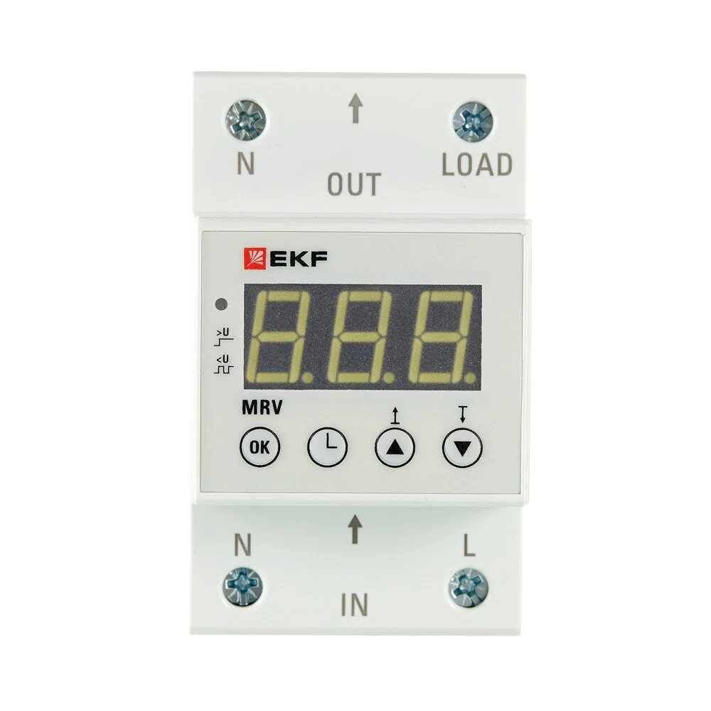 Реле напряжения модульное EKF PROxima 230 В 63 А тип AC с дисплеем (MRV-63A) EKF MRV-63A