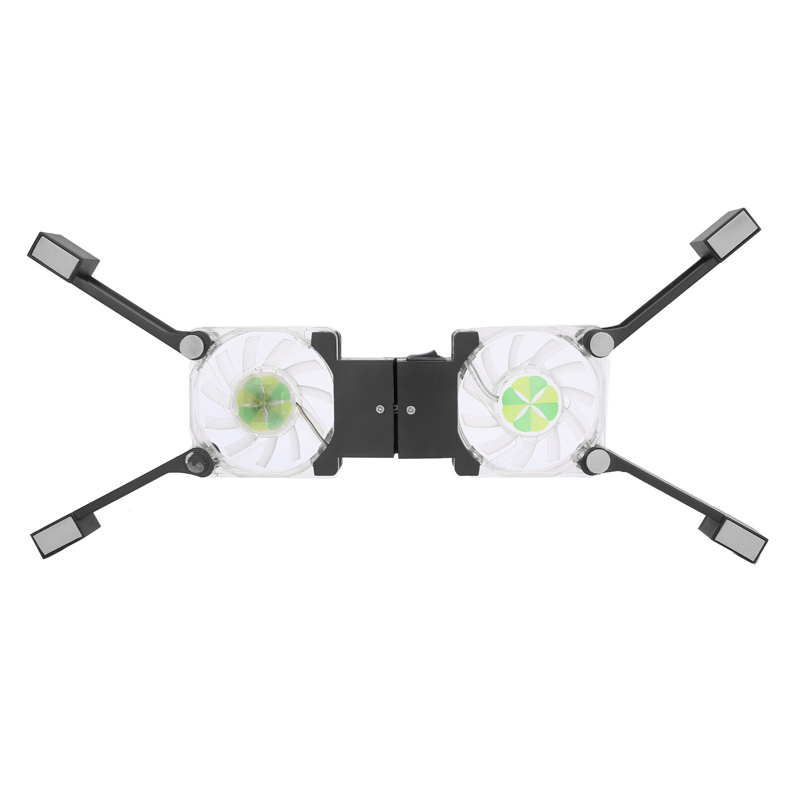 DRS03 Складная охлаждающая подставка для ноутбука Двойные вентиляторы Светодиодный синий свет Кулер для ноутбука (черный)