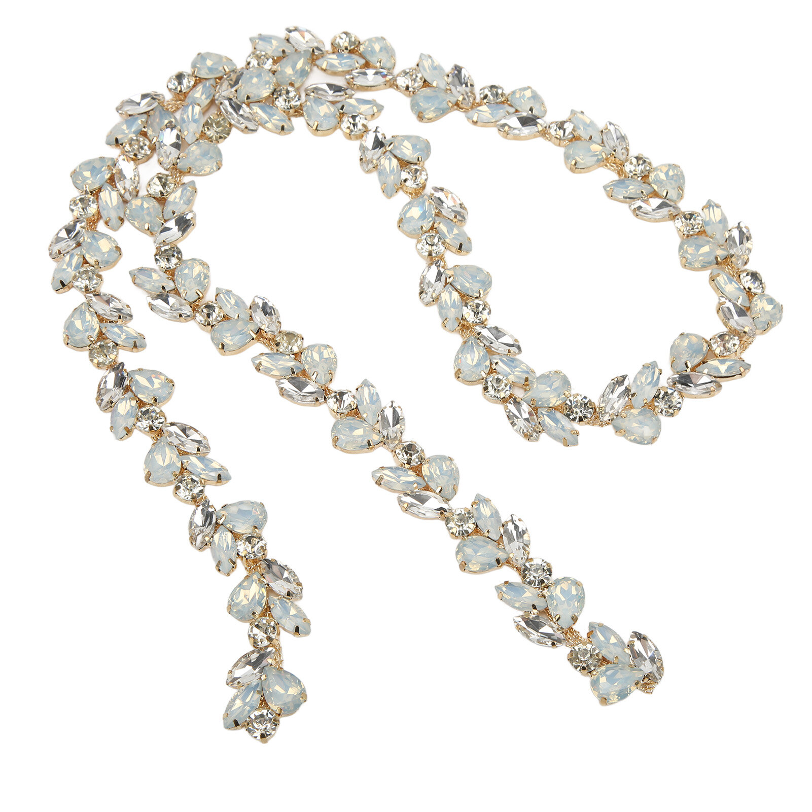 1 ярдовая цепочка со стразами в форме цветка, блестящая, цветная, изысканная работа, цветная, с каплями цвета лошадиного глаза, для самостоятельного декора, белая