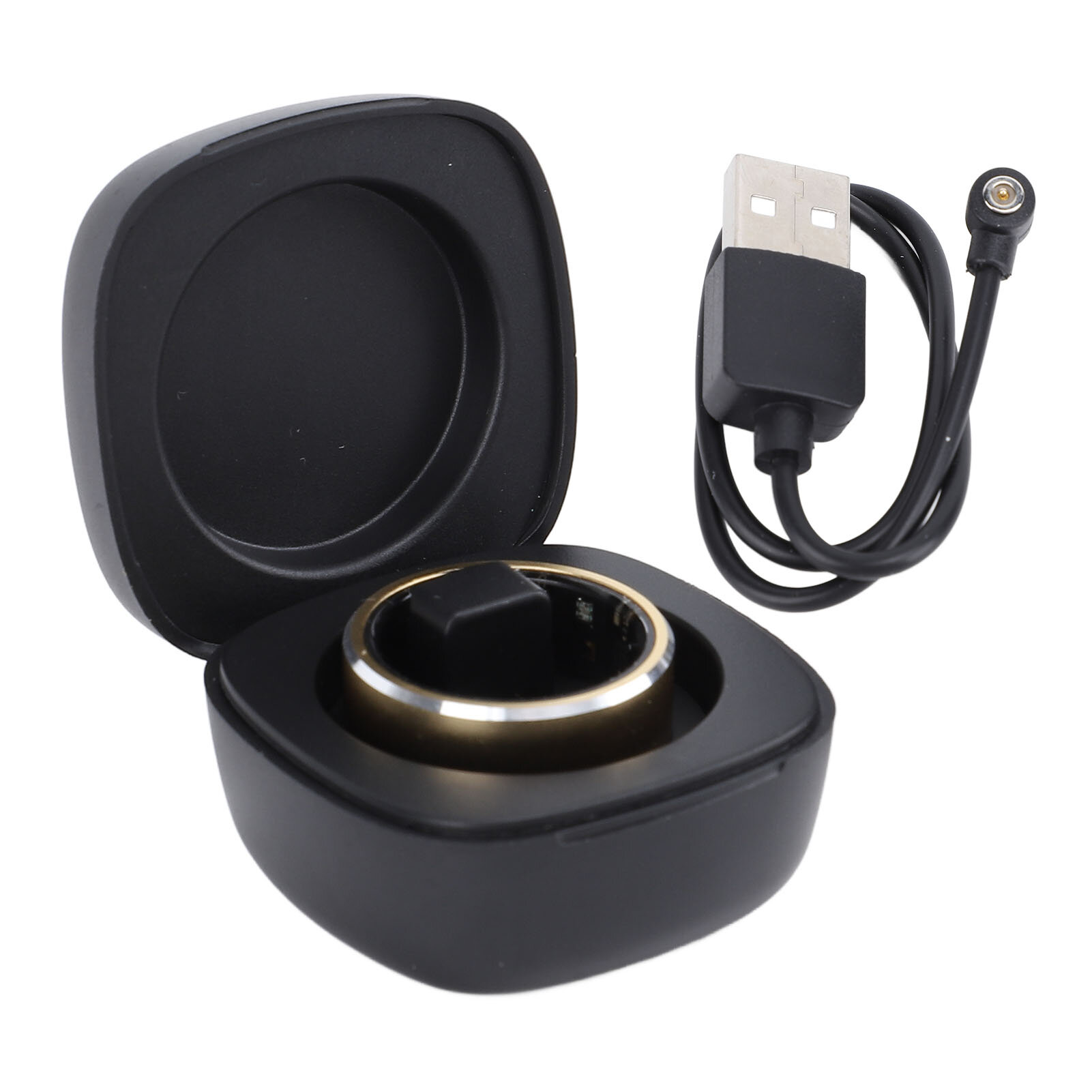 Умное фитнес-кольцо Smart Health Ring, шагомер, Bluetooth 5.1, водонепроницаемость IP68, мониторинг сна, фитнес-трекер с беспроводным зарядным чехлом, тип 12, золотистый цвет.