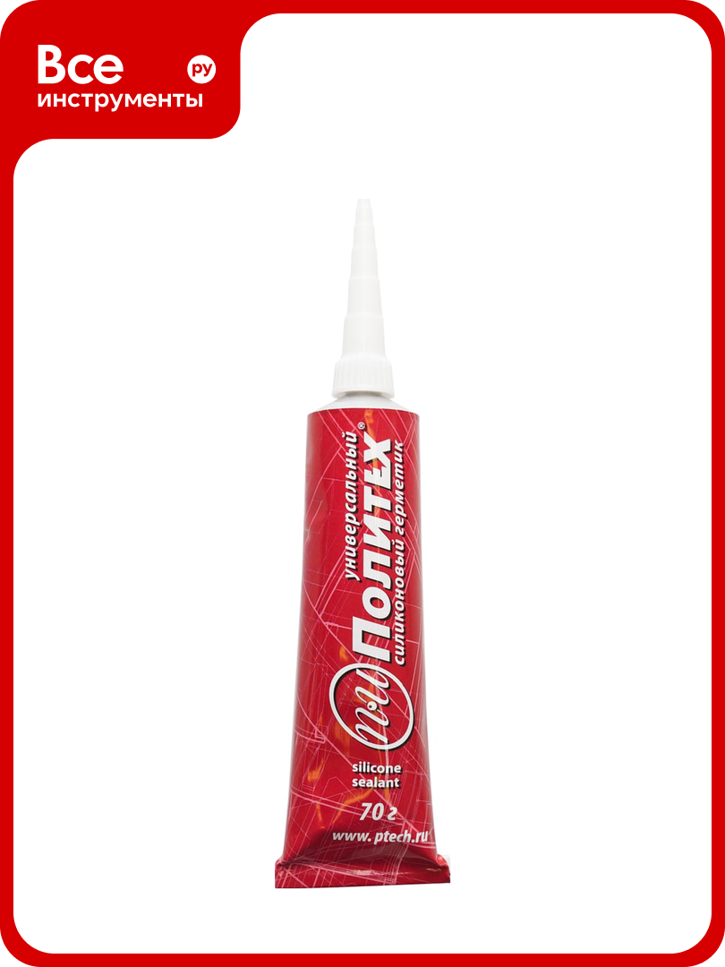 Универсальный герметик Политех 70г силиконовый прозрачный бытовой 6507505, пластиковая