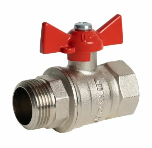 Кран шаровой прямой MONLID DN18 PN40 3/4" НР/ВР латунь ручка бабочка