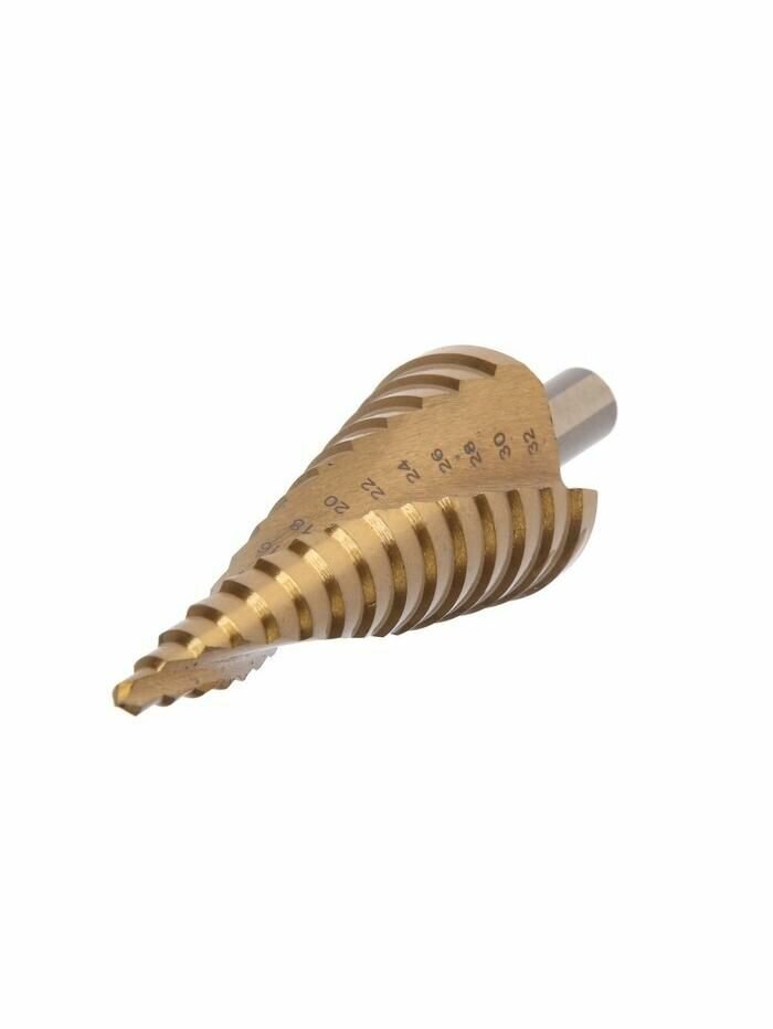 Сверло ступенчатое тундра PRO, HSS, TiN, спиральный профиль, трехгранный хвостовик, 4-32 мм