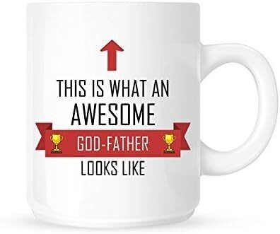 Керамическая кофейная кружка «Вот как выглядит настоящий крестный отец» — объём 350 мл — идеальный подарок для крестных отцов — 8,2 x 9,5 см