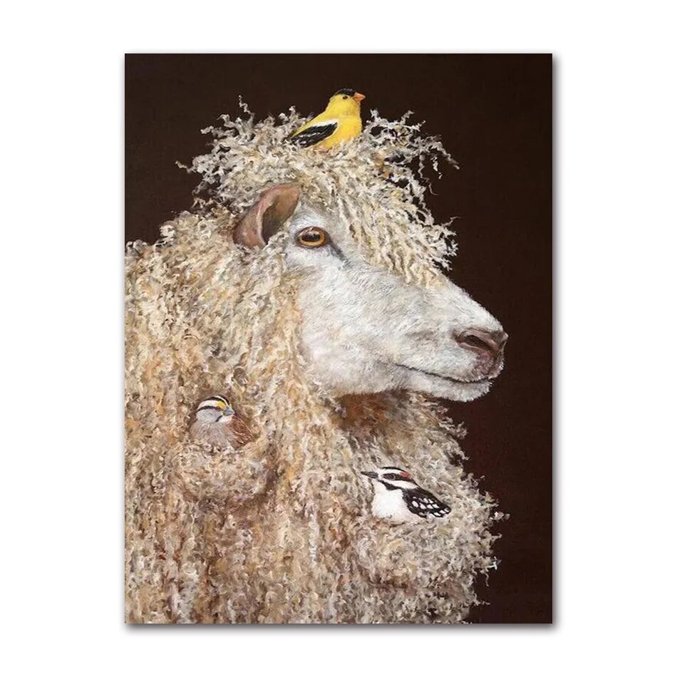 Холст с изображением кролика, птицы, утки и овцы, настенные художественные картины, постер с животными, рисунок для гостиной, украшение для дома