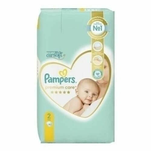 Детские подгузники Pampers Premium Care Newborn 2-5 кг, Экономичная Упаковка, 40 шт