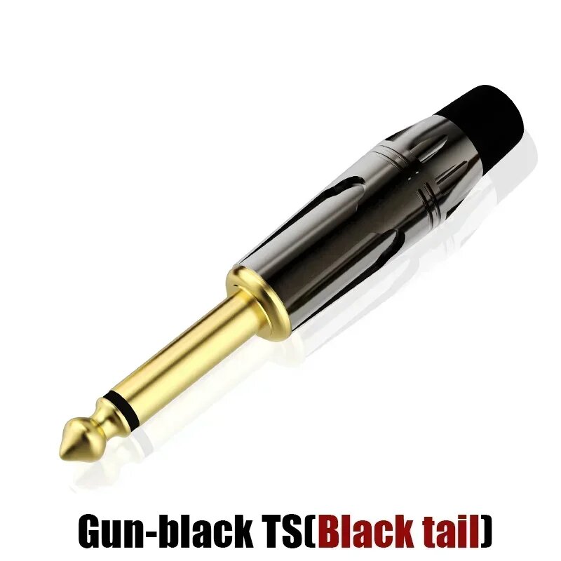 Аудиоразъем 1/4 дюйма (6,35 мм) моно/стерео, позолоченный штекер Pack of 1, TS Black-Black tail