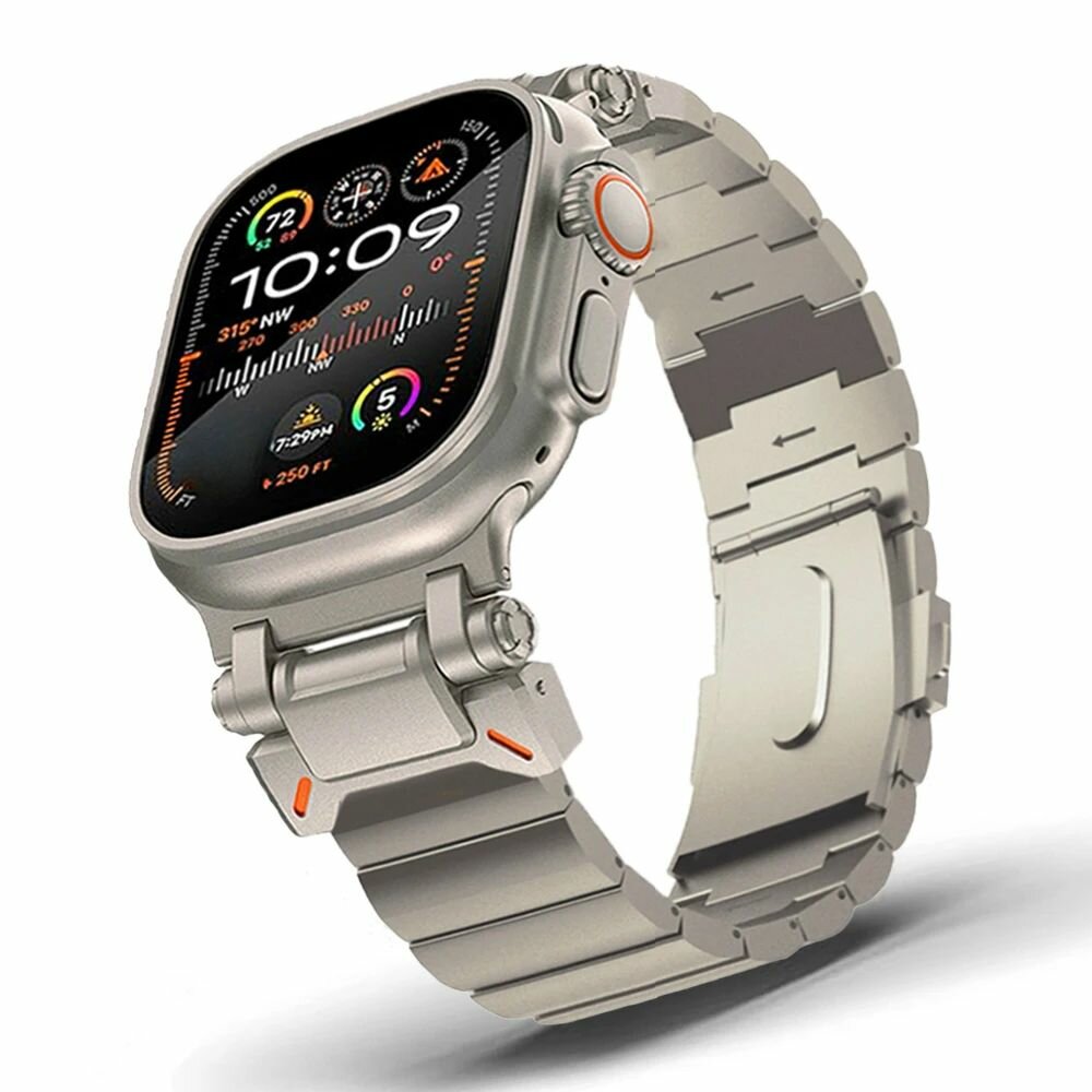 Роскошный металлический браслет из титана для Apple Watch Ultra 1/2 49 мм; iwatch серии 9 8 7 45 мм; серия iwatch 6 5 4 se 3 2 44 мм 42 мм; титановый мужской ремешок для часов