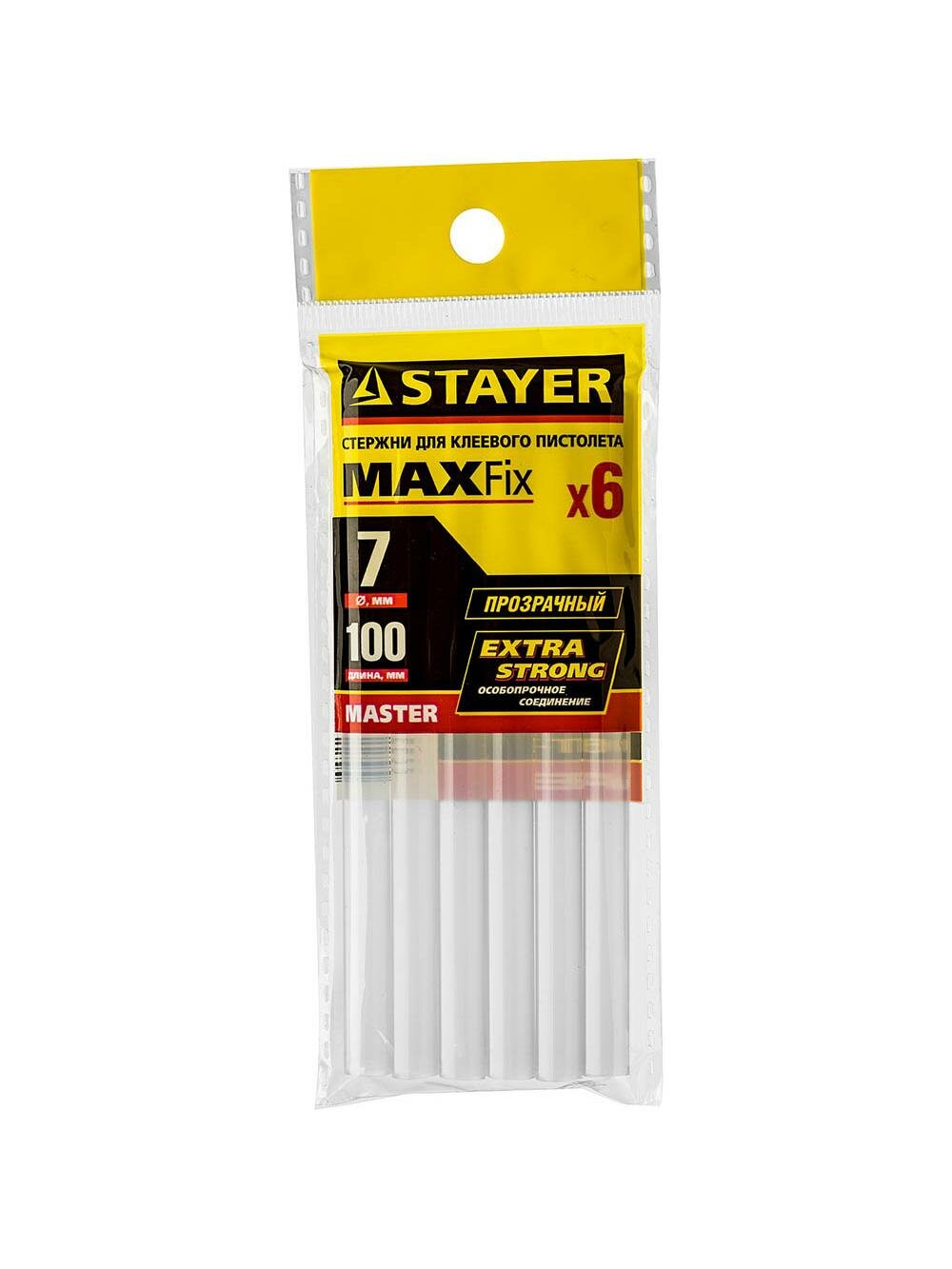 Набор Стержни STAYER "MASTER" для клеевых (термоклеящих) пистолетов, прозрачные, 7х100мм, 6шт {2-06817-T-S06} (2 шт)