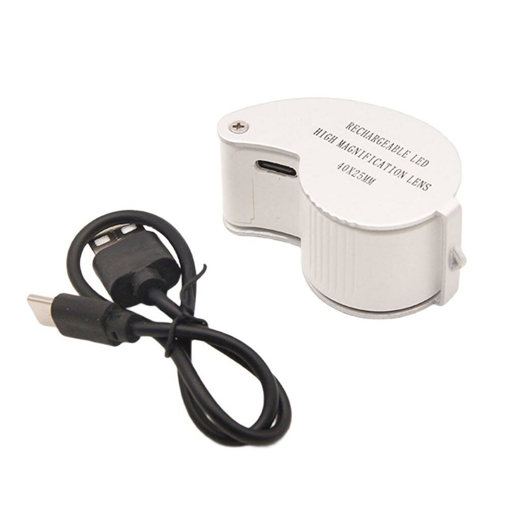 Зарядка через USB со светодиодной подсветкой ювелирная фарфоровая лупа Tianzhu-40X с фиолетовым светом