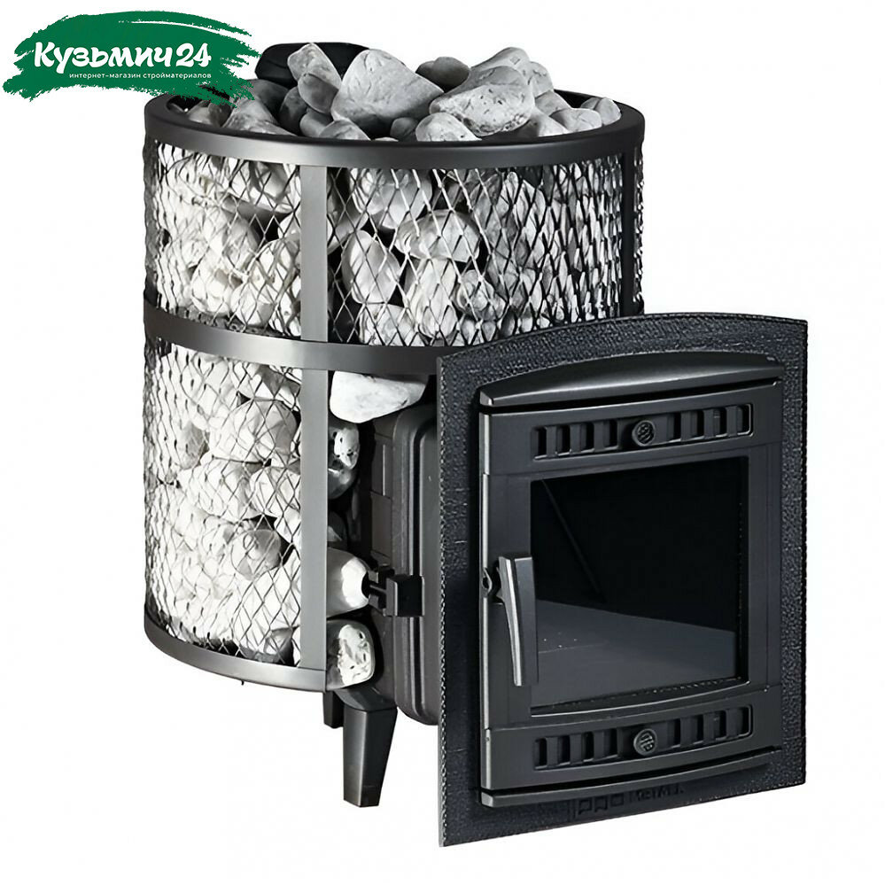 Печь для бани Атмосфера М, чугун, сетка из нержавейки, 14 кВт, d115, до 14 куб. м, 1 шт.