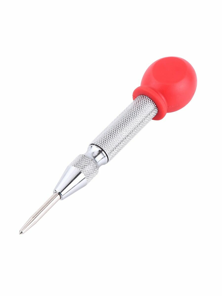 Серебристый автоматический центральный пробойник с подпружиненным маркировочным отверстием, корпус из углеродистой стали, точный дырокол диаметром 1/4 дюйма для маркировки металла и сверления